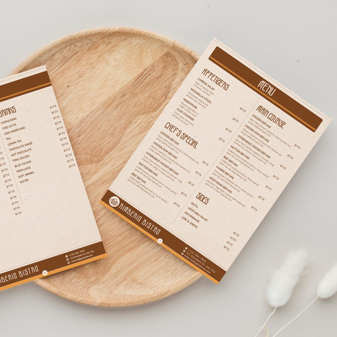 Minimalist Restaurant Menu Card Template Instant Download Canva Design ...