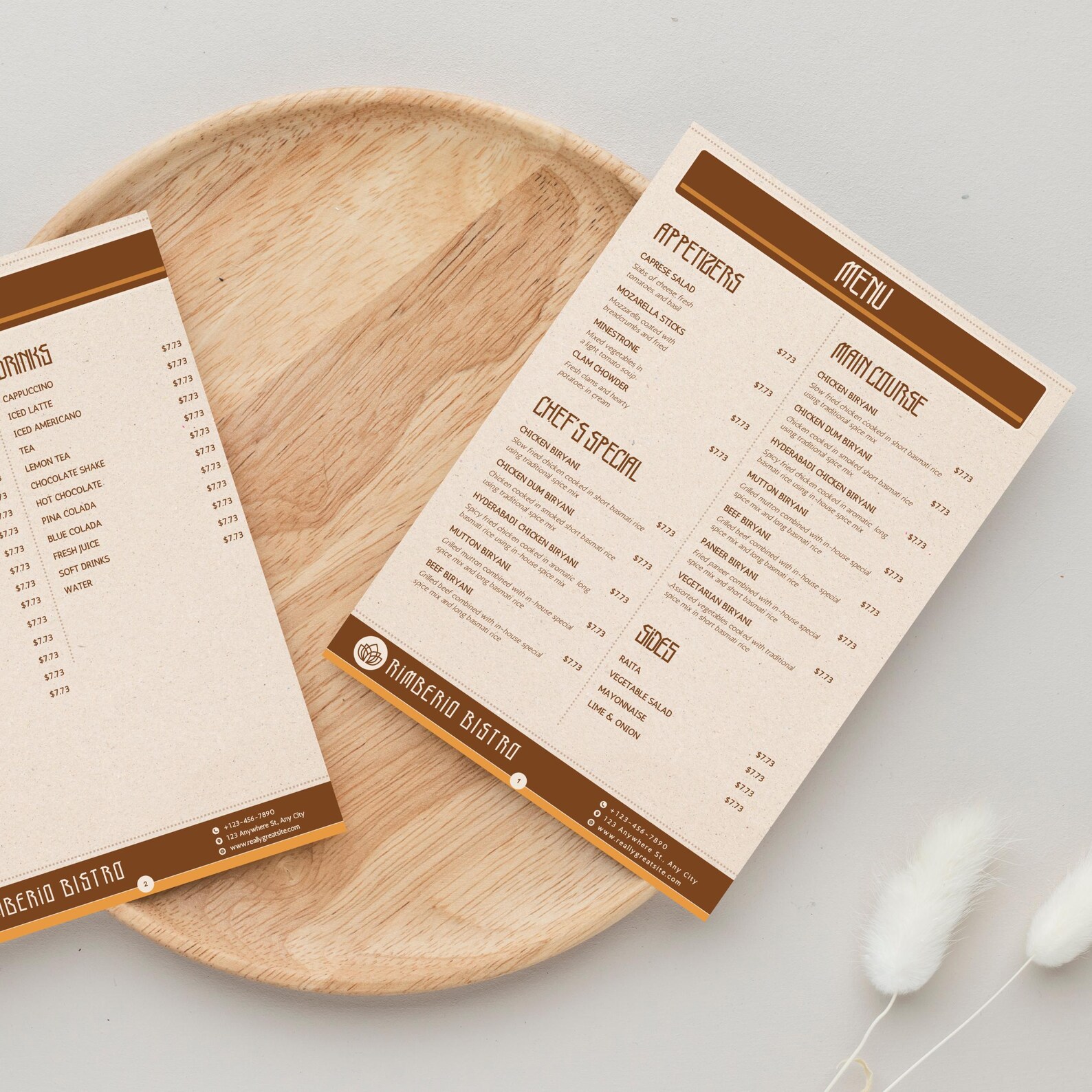 Minimalist Restaurant Menu Card Template Instant Download Canva Design ...