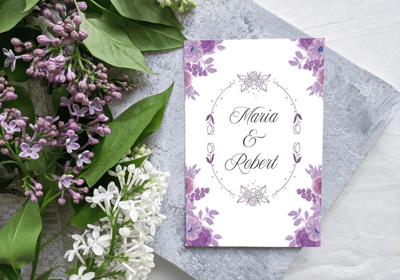 Lilac Wedding Invitation Template - Customizable Wedding Invite for ...