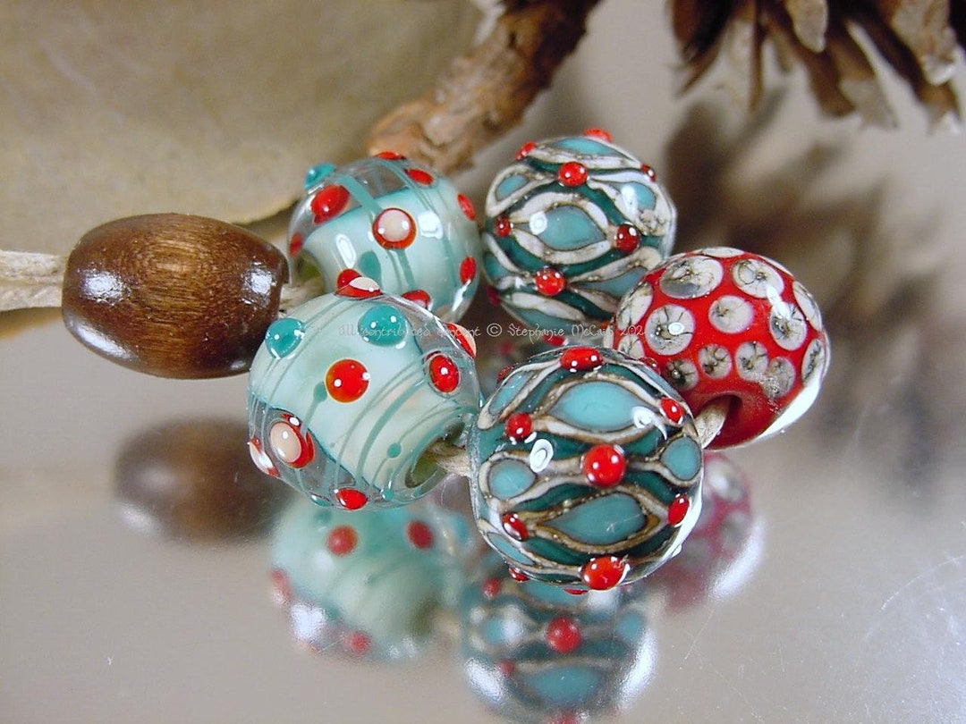 Lampwork Beads by Stephanie Mccain, Handmade Artisan Glass Beads, Blue ...