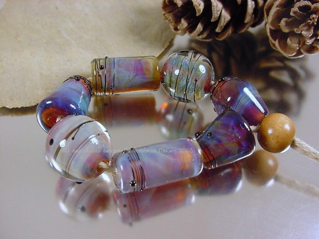 Lampwork Bead Set, Artisan Handmade Glass, Avasbeadgarden, Blue Beads ...