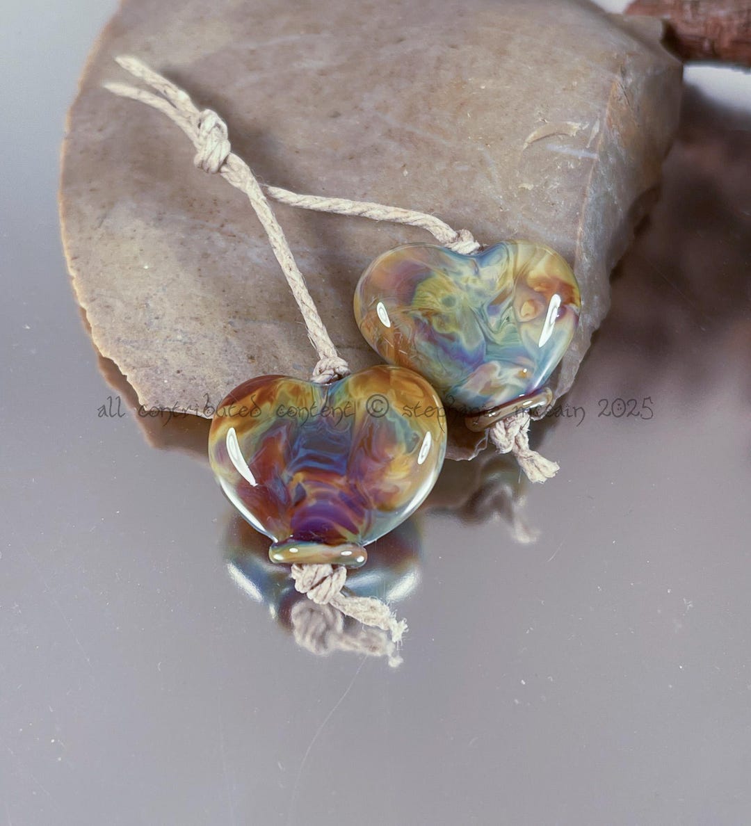 Lampwork Beads by Stephanie Mccain, Glass Earrings, Glass Heart Beads ...
