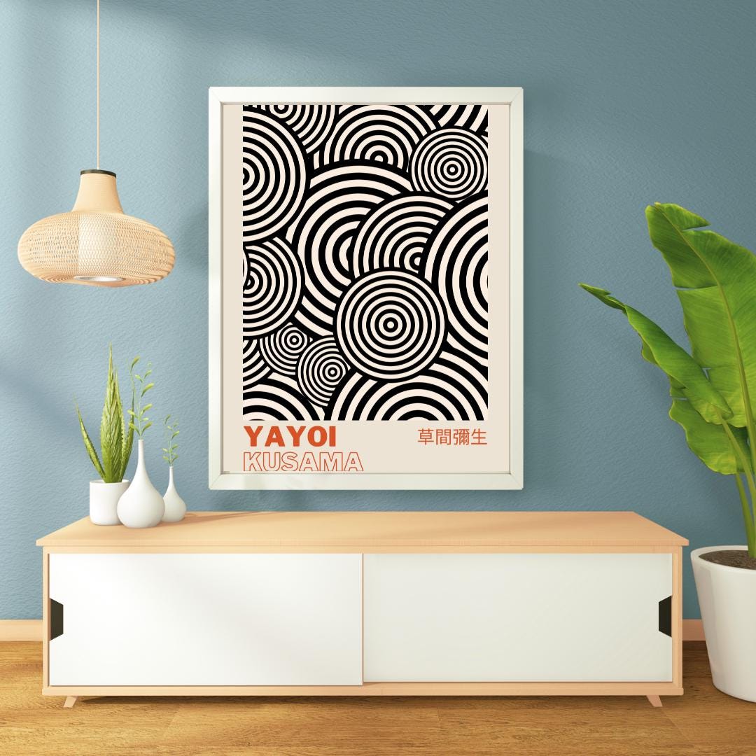 Yayoi Kusama Black Circle Minimalist Design, Yayoi Kusama Print, Japan ...