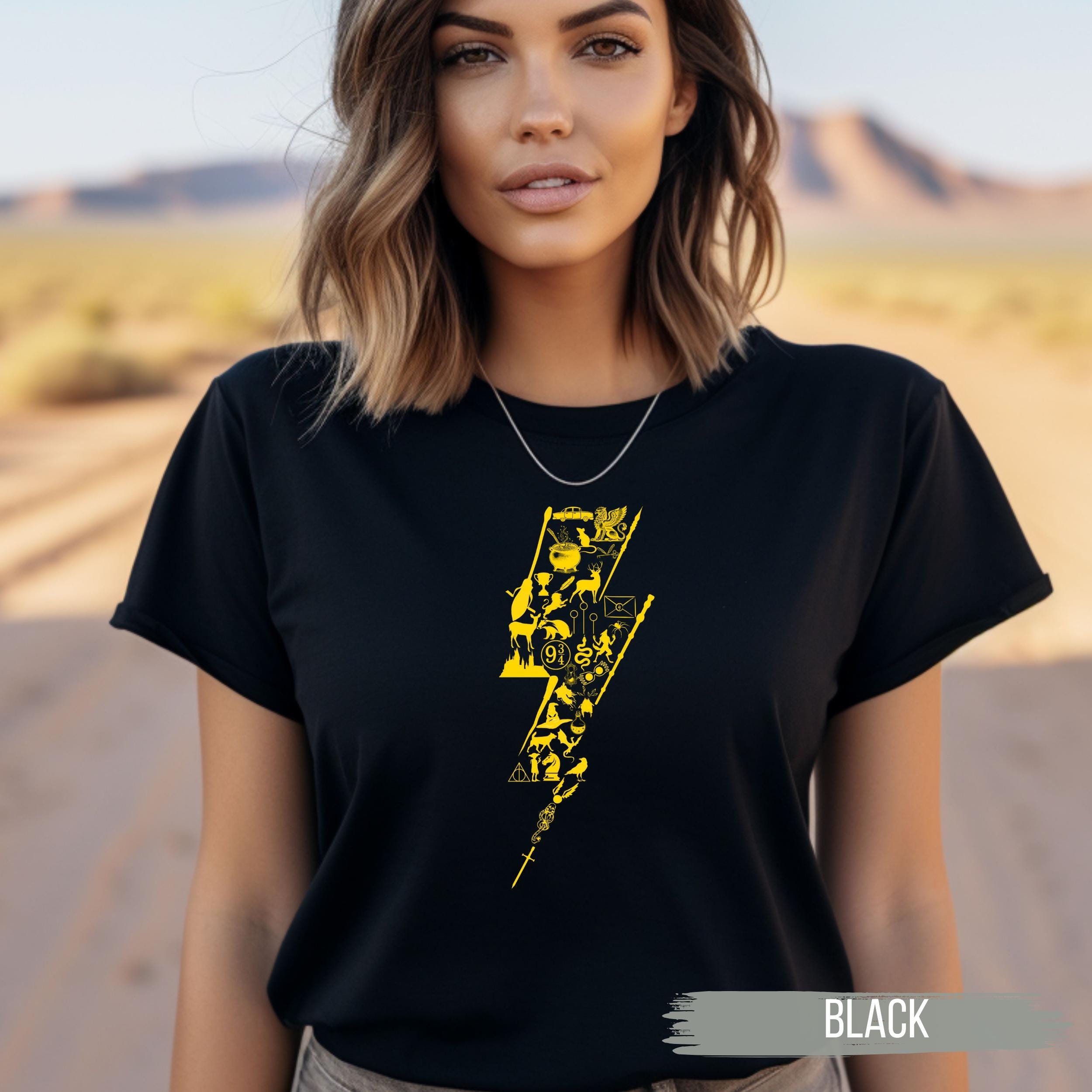 Wizarding Symbols Lightning Bolt T-shirt, Unisex or Youth Potter Tee ...