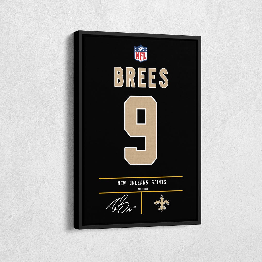 Drew Brees Jersey Art New Orleans Saints NFL Wall Art Home Decor Hand ...