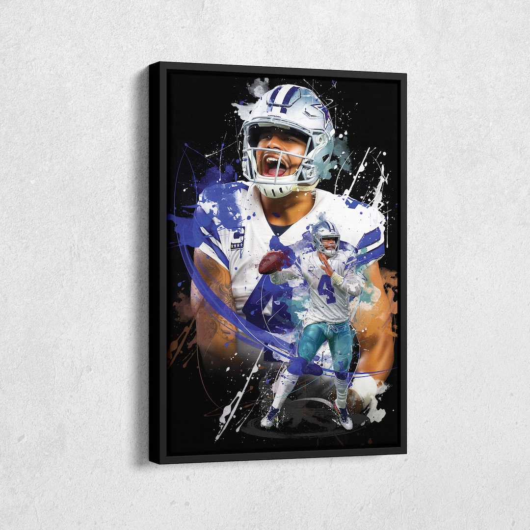 Dak Prescott Poster Dallas Cowboys NFL Artwork Framed Wall Art Canvas ...