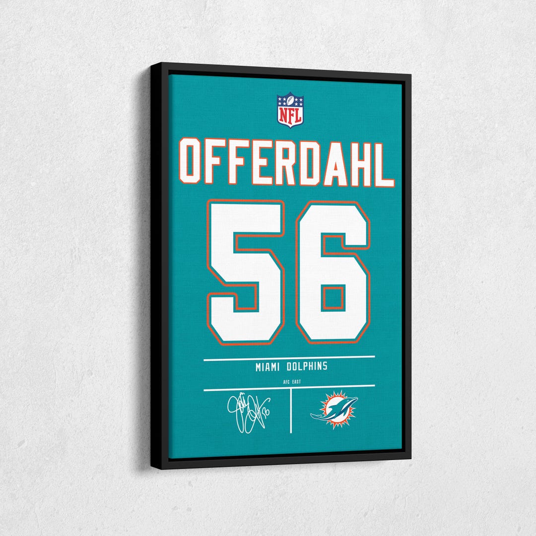 John Offerdahl Jersey Art Miami Dolphins NFL Wall Art Home Decor Hand ...