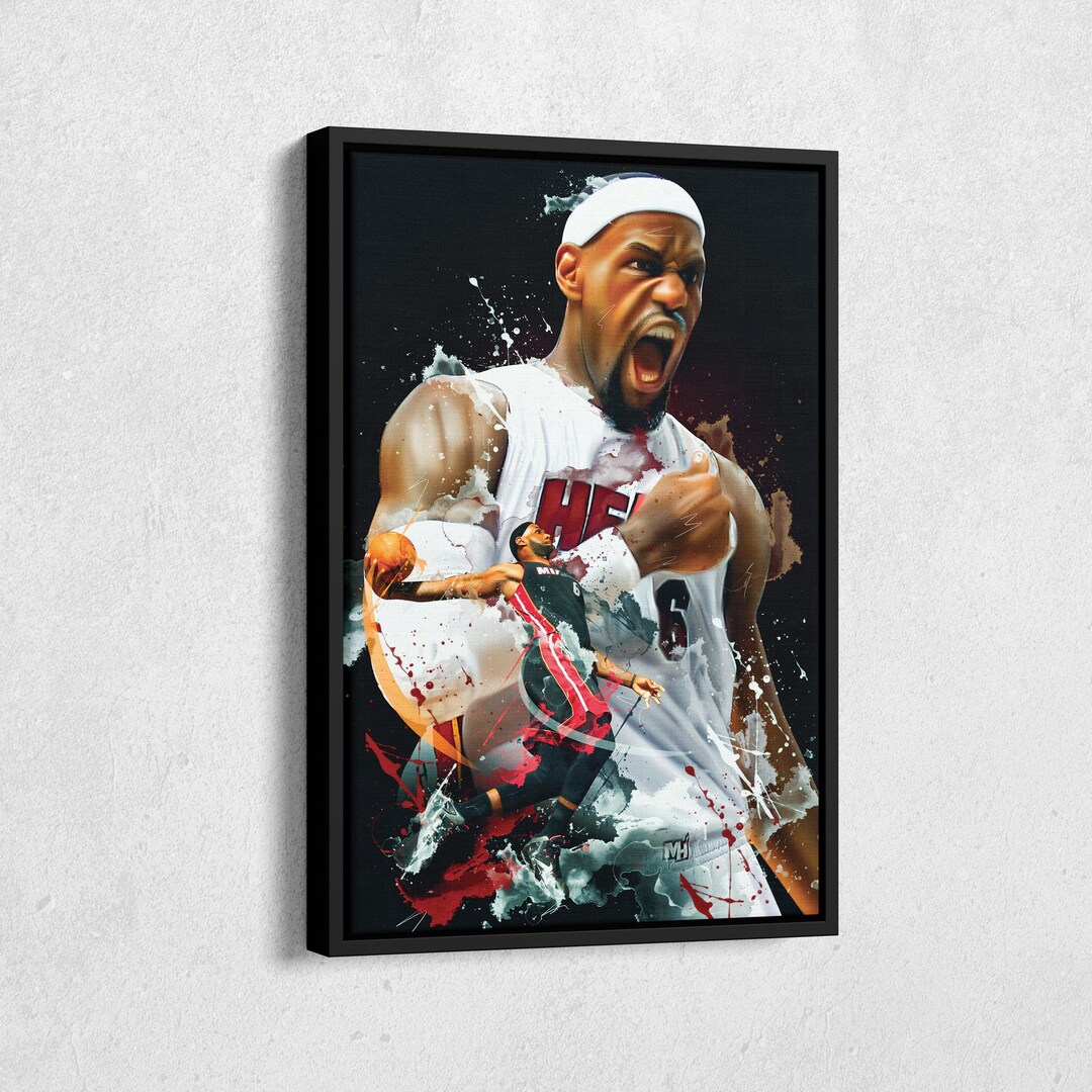 Lebron James Poster Miami Heat NBA Artwork Framed Wall Art Canvas Print ...