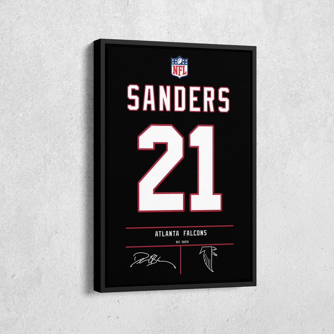 Deion Sanders Jersey Art Atlanta Falcons NFL Wall Art Home Decor Hand ...