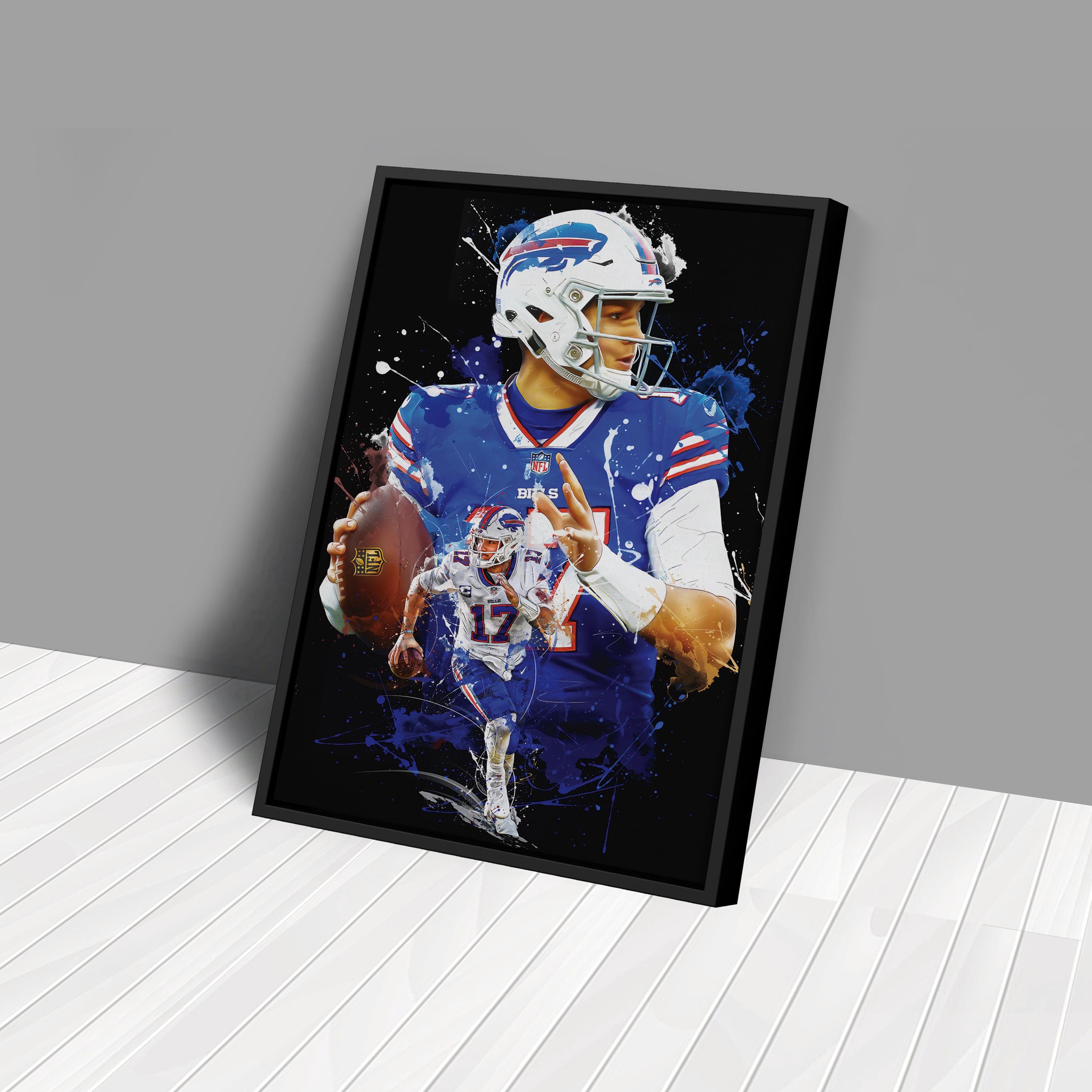 Josh Allen Poster Buffalo Bills NFL Artwork Framed Wall Art Canvas ...