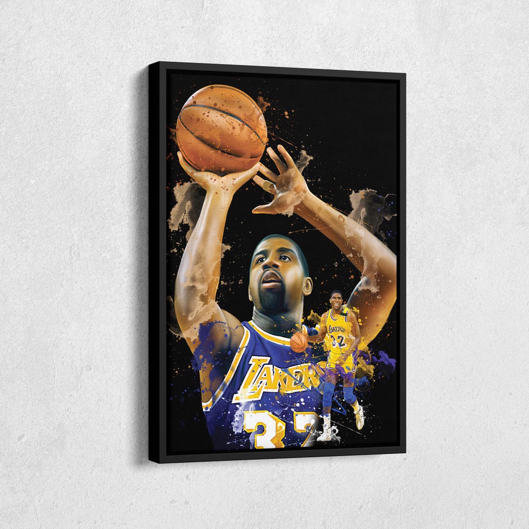Magic Johnson Poster Los Angeles Lakers NBA Artwork Framed Wall Art ...