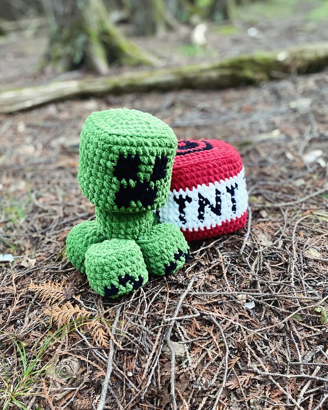 Crochet Pattern (PDF File): Minecraft Baby Creeper and TNT Plushies ...