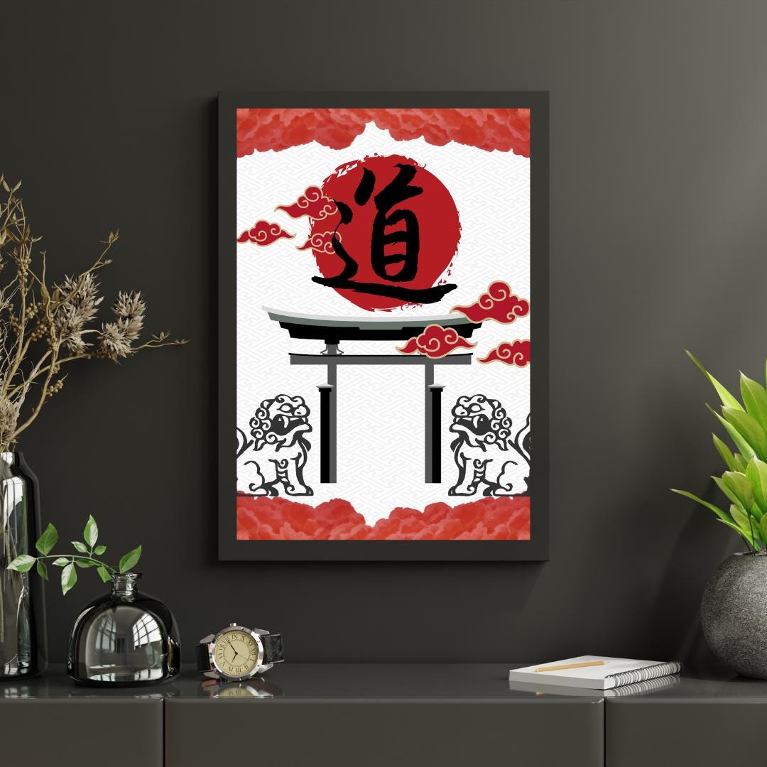 Shinto Shrine Design Poster | Japanese Art With '道' Kanji | Minimalist ...