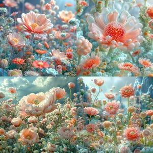 24 Flower Field Clipart, Spring Meadow Floral Illustration, Card Making ...