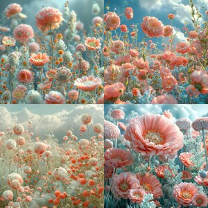 24 Flower Field Clipart, Spring Meadow Floral Illustration, Card Making ...