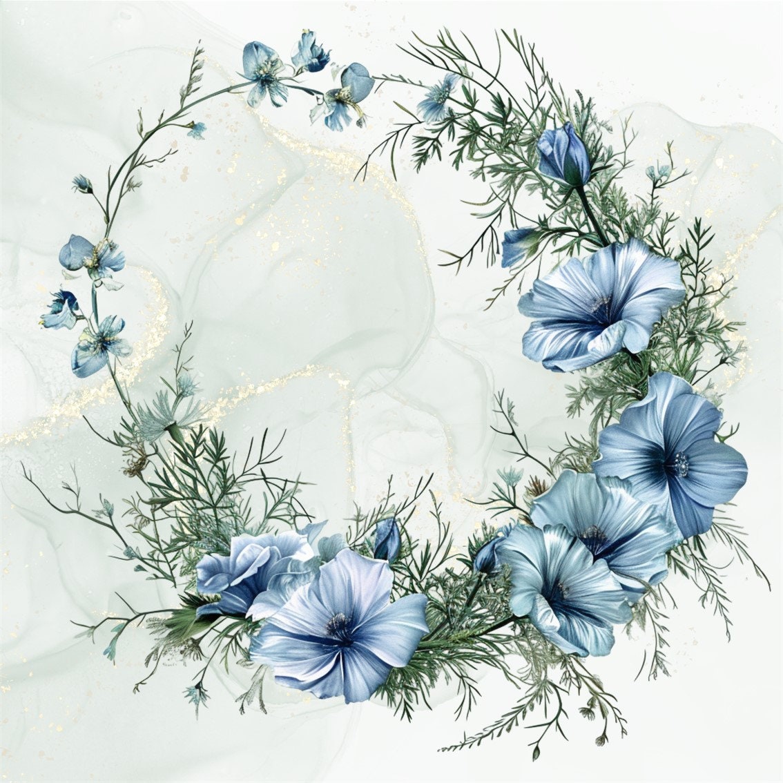 21 Watercolor Blue Floral Clipart, Red Carnation Digital Download ...