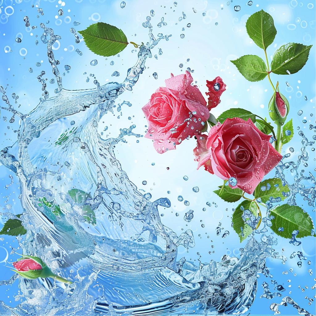 24 Water Splash Rose Clipart, Digital Rose Art, Water Droplet Effect ...