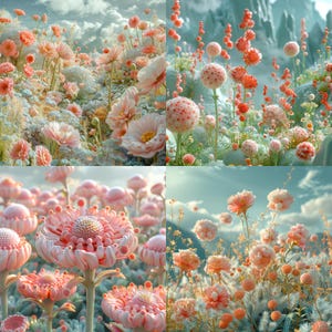 24 Flower Field Clipart, Spring Meadow Floral Illustration, Card Making ...