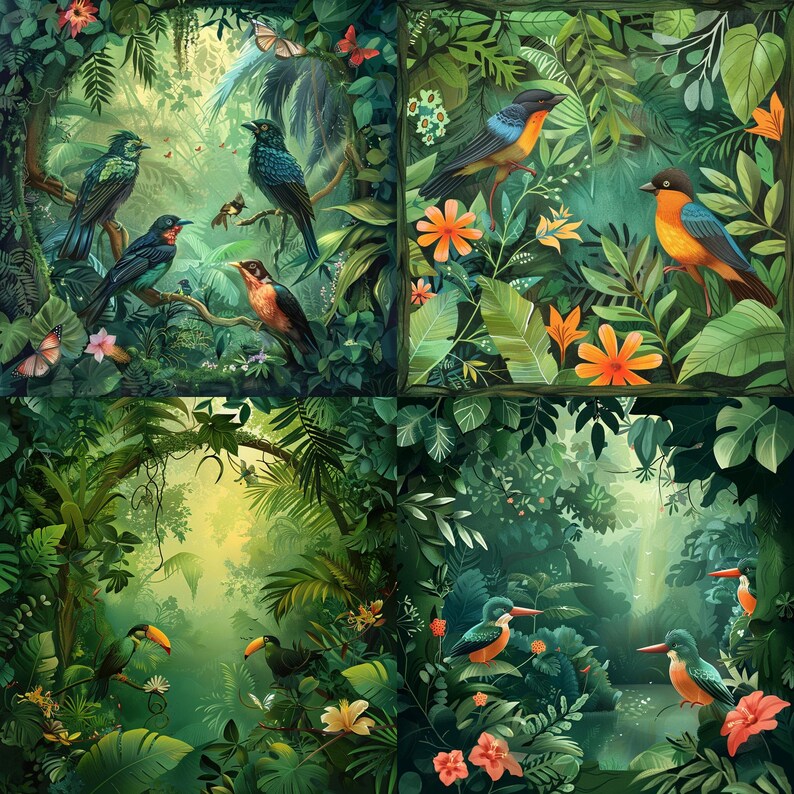 24 Tropical Jungle Toucan Clipart, Exotic Bird Digital Art, Jungle ...