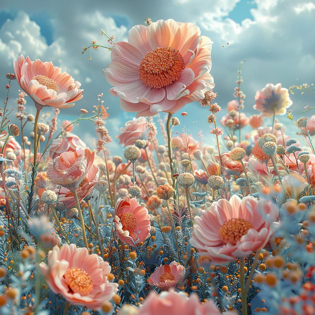 24 Flower Field Clipart, Spring Meadow Floral Illustration, Card Making ...