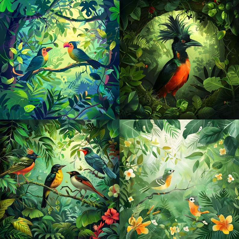 24 Tropical Jungle Toucan Clipart, Exotic Bird Digital Art, Jungle ...
