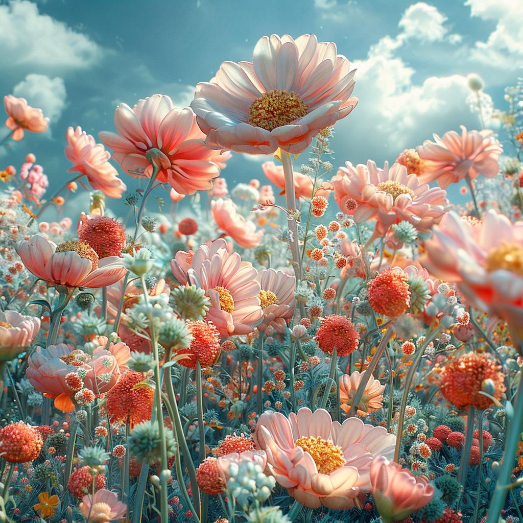 24 Flower Field Clipart, Spring Meadow Floral Illustration, Card Making ...