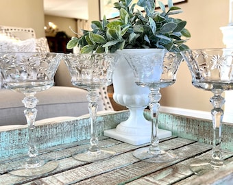 Tiffin Franciscan Crystal Water Goblet / Wine Glass Set of Two Optic ...