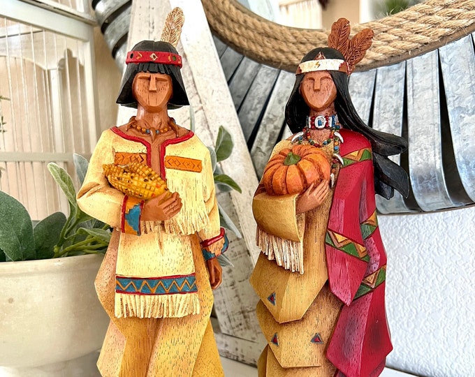 Pacific Rim Cubist Native American Indian Couple 13" Resin ...