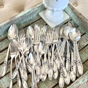 Oneida Community Silver Plate Silverplated 55 Piece Flatware Set White ...