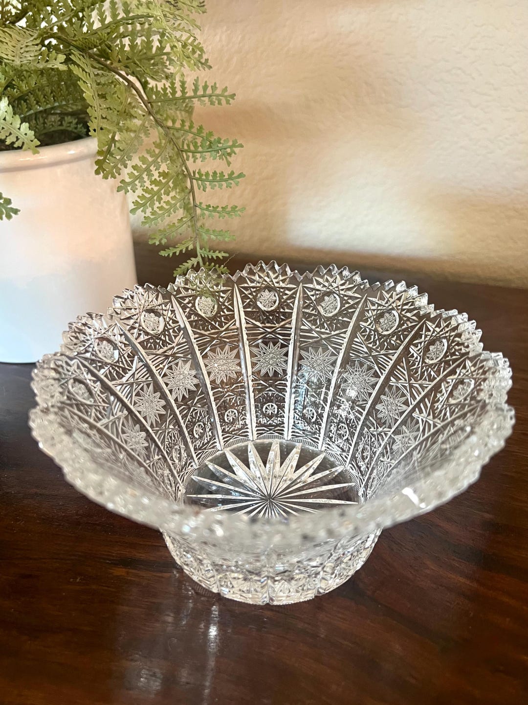 Stunning Vintage Queens Lace Bohemia Glass Cupped Bowl, 6 Inches, Hand ...