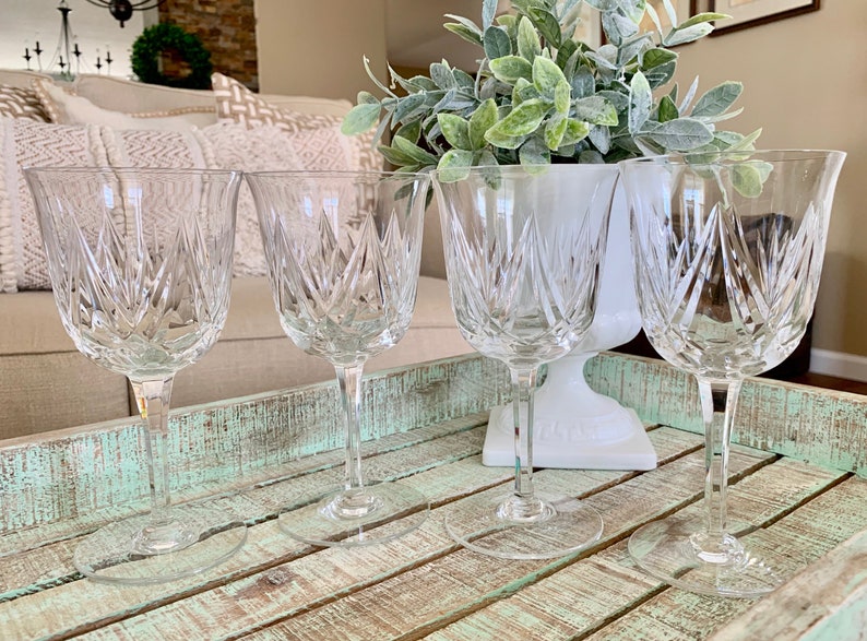 Hoya Crystal Set of Four Water Goblets or Large Wine Glass | Etsy