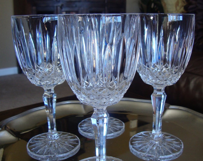 Mikasa Old Dublin Crystal Wine Glasses Water Goblets Stemware Set Of Four Tycaalak Etsy