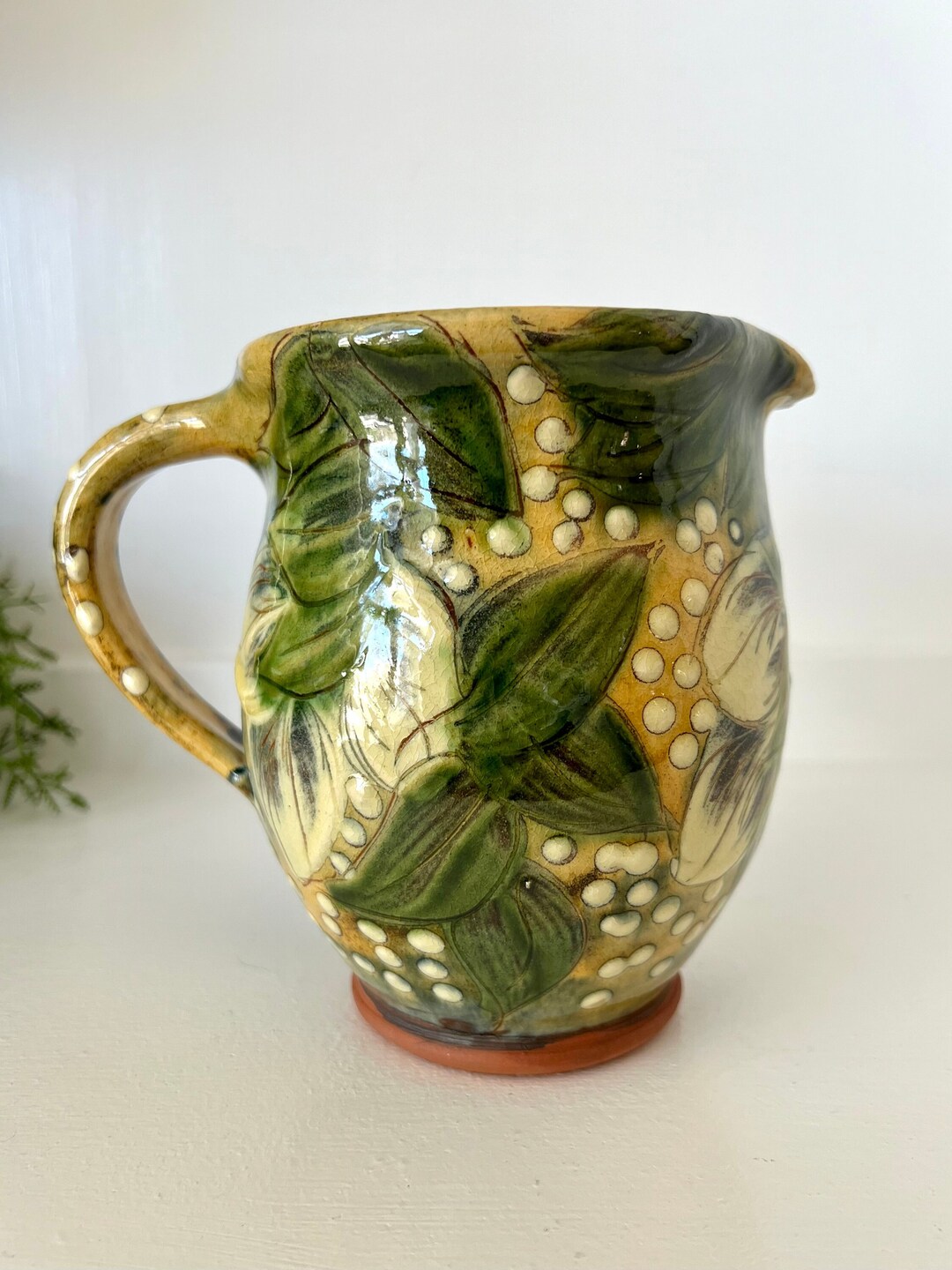 Vintage French Provencal Hand Painted Ceramic Pottery Pitcher, Vase ...