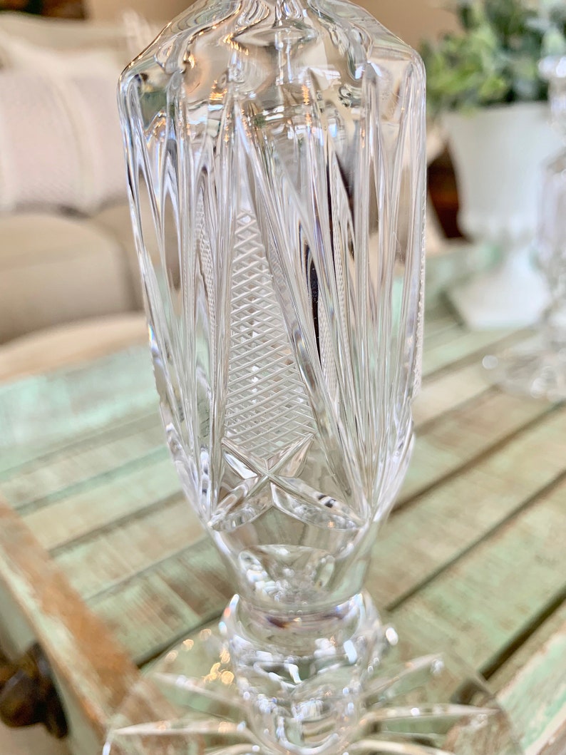 Gorham Crystal Single Light Candlestick Set of Two Vertical Fan ...