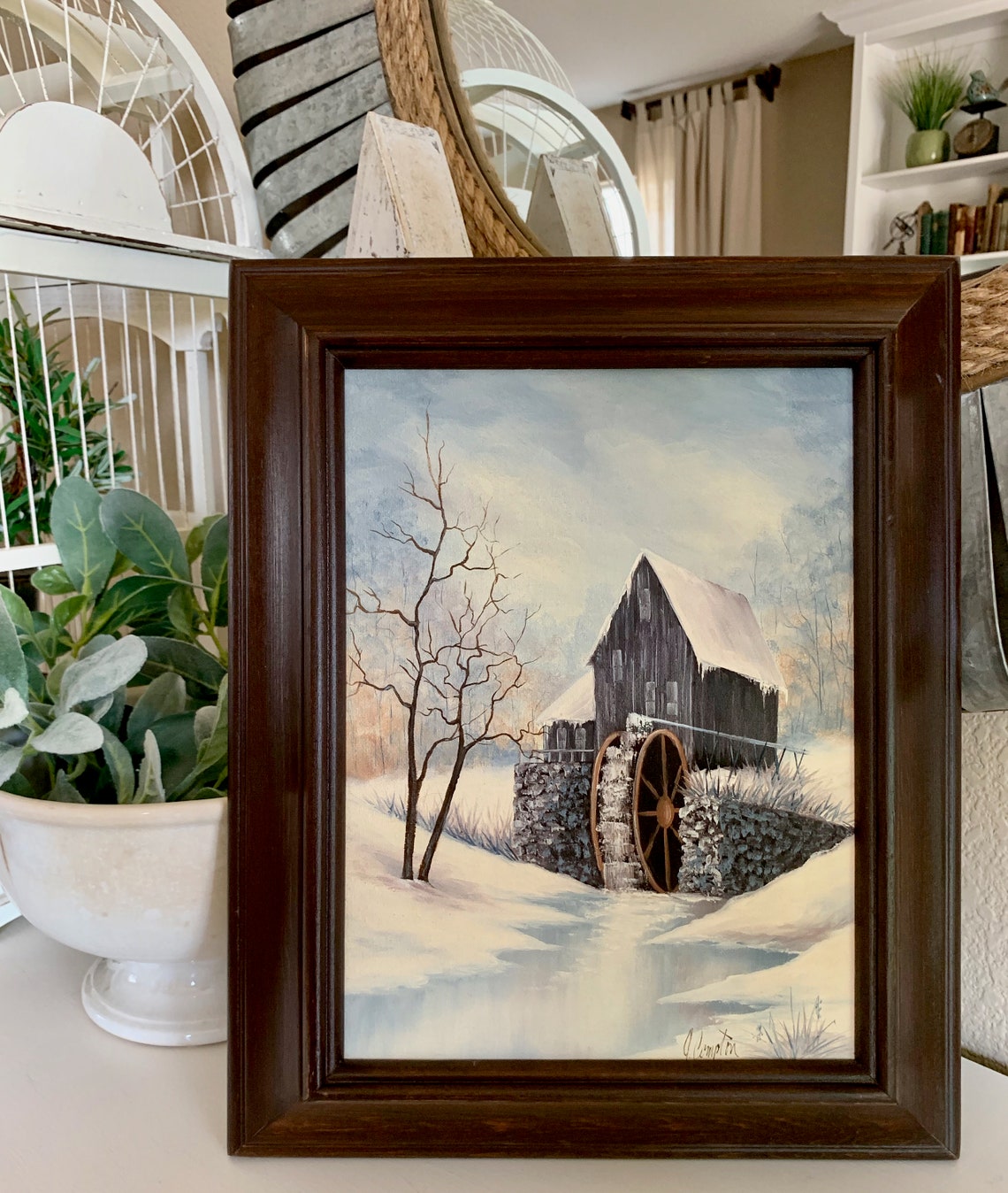 Framed Original Oil Painting Signed Jean Compton Winter Snow - Etsy