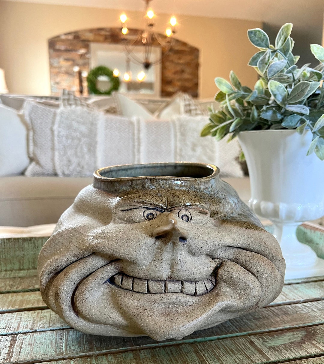 Vintage Colorado Potter Gretchen Larson Face Pottery Planter - People ...