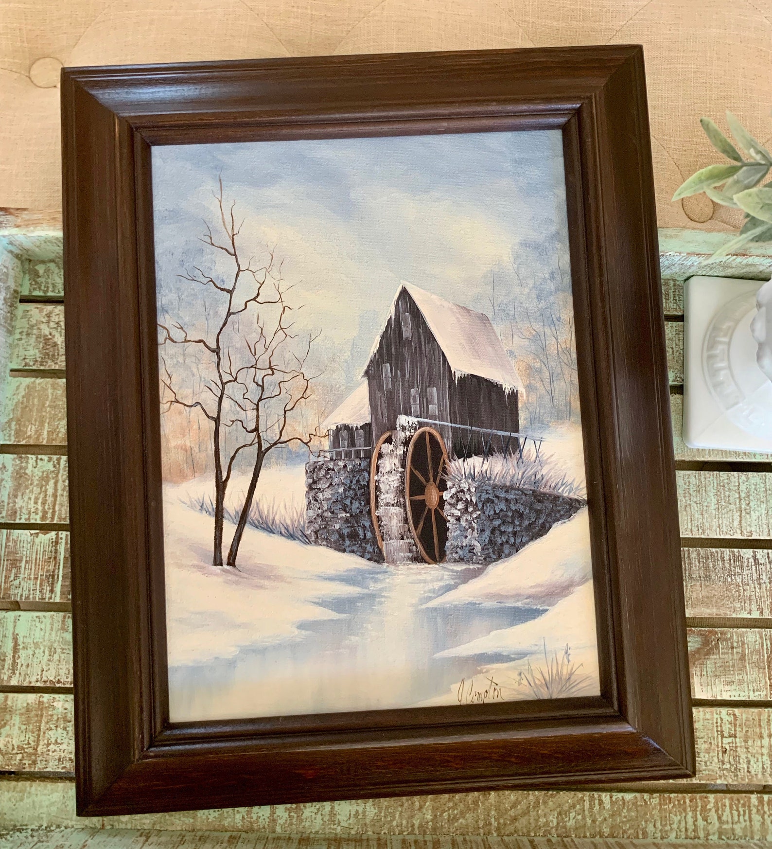 Framed Original Oil Painting Signed Jean Compton Winter Snow - Etsy