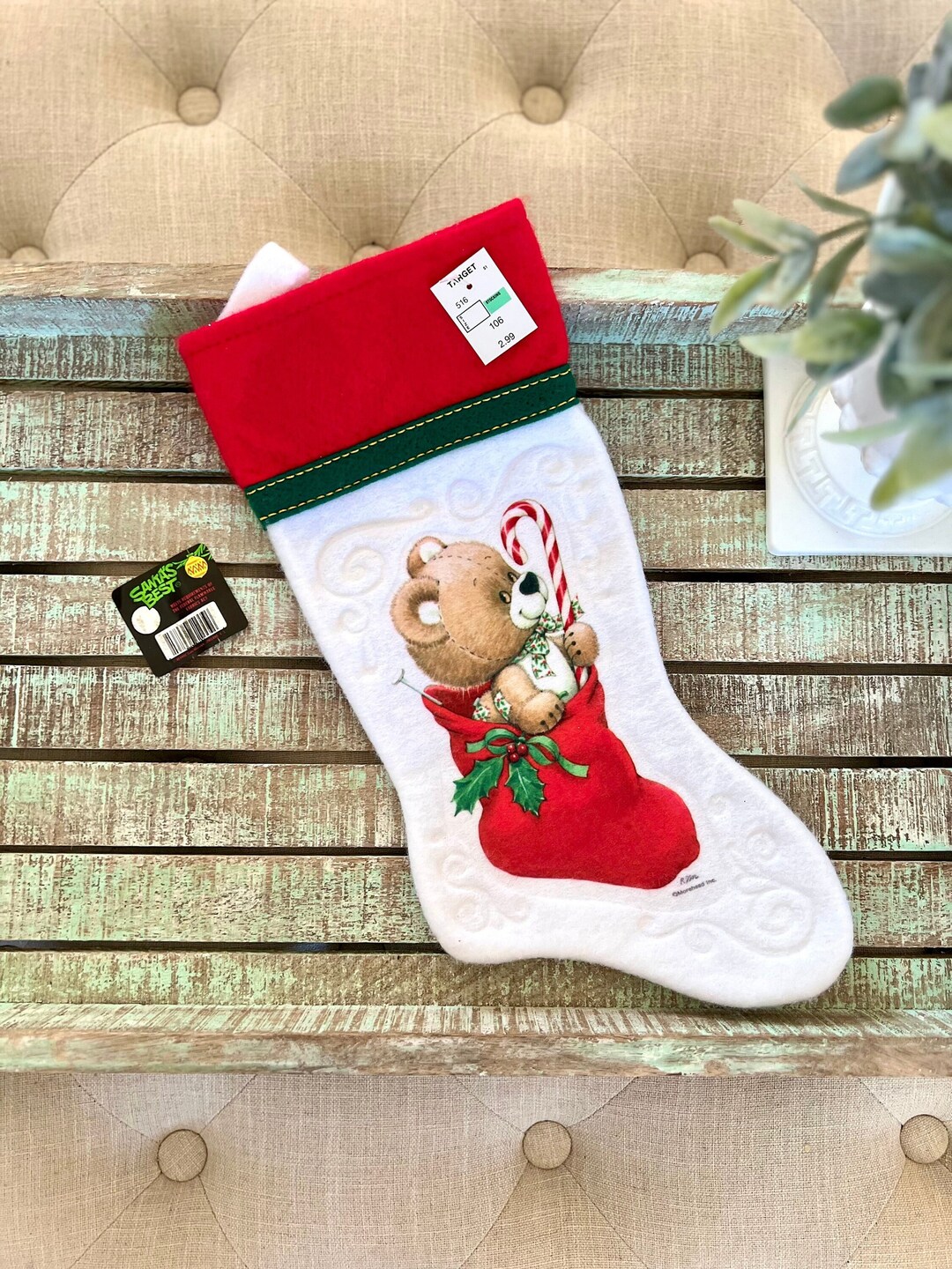Vintage Moorehead Inc, Christmas Stocking - Unused - Bear in Stocking ...
