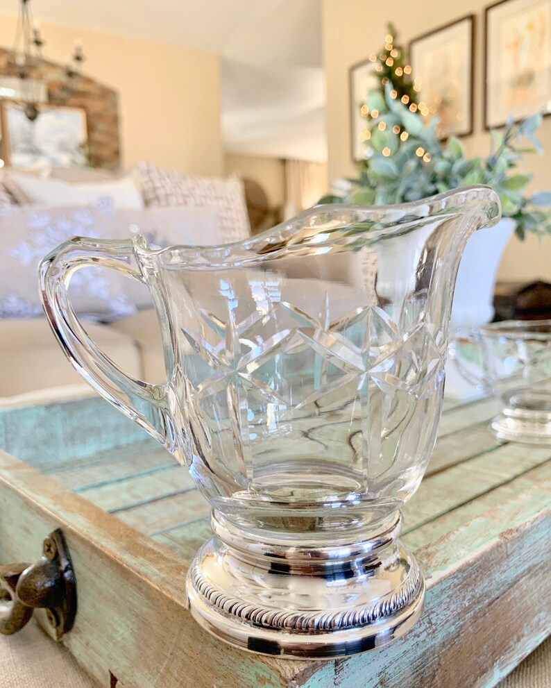 Sterling Silver Base Cut Star Glass Open Sugar Footed and - Etsy