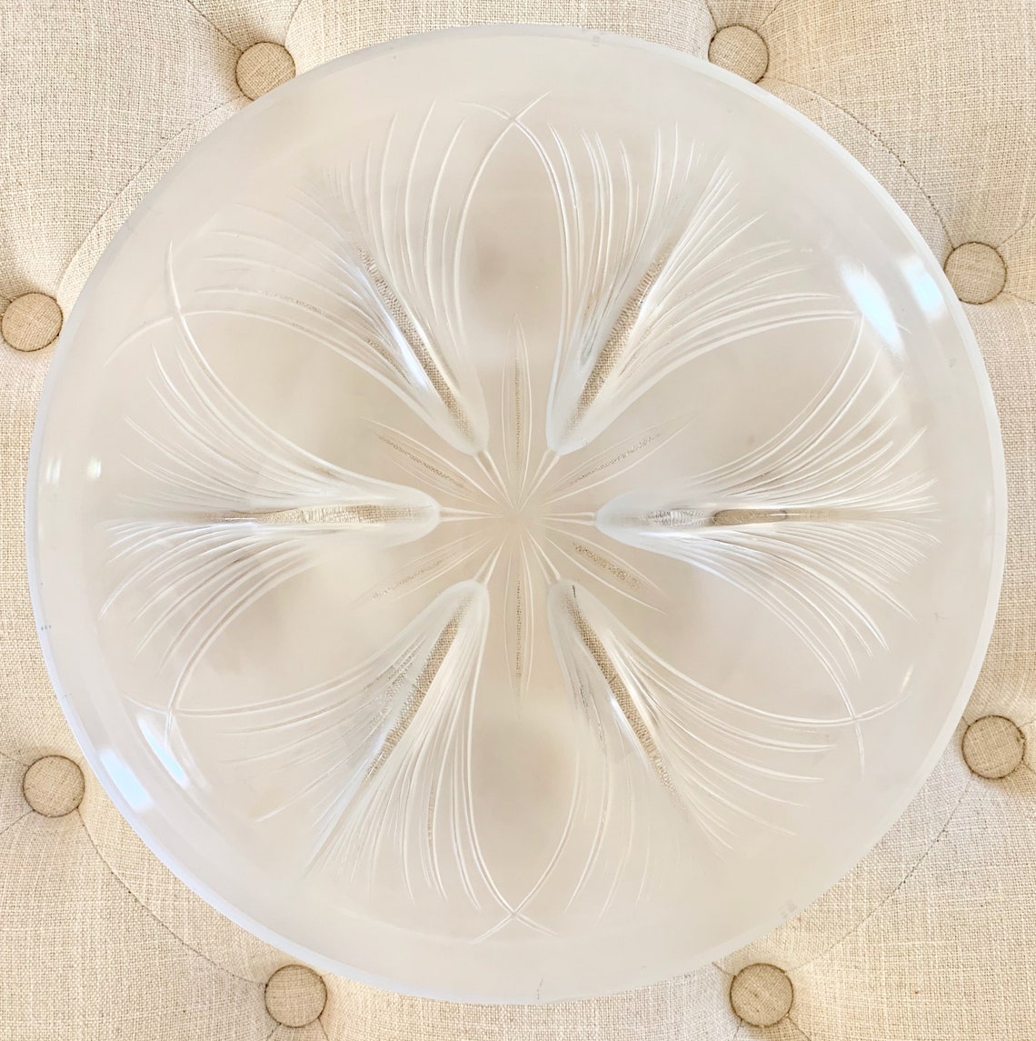 Verlys Glass Large Frosted Decor Bowl Tassel Bowl Art Glass - Etsy