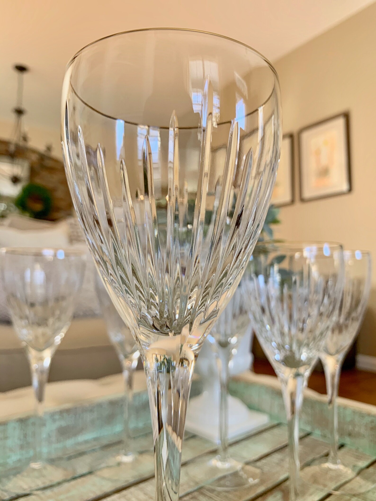 Lenox Crystal Water Goblet Large Wine Glass Set Of Six Gold Etsy