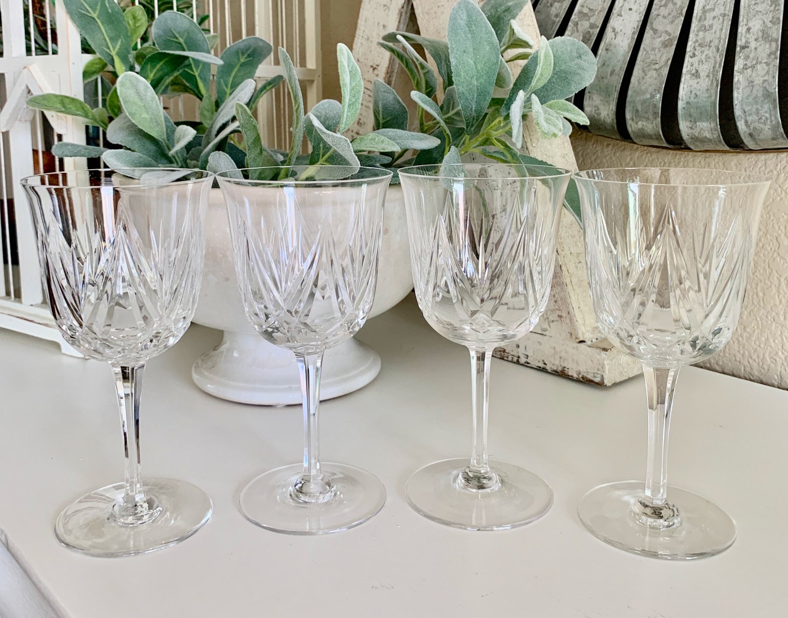 Hoya Crystal Set of Four Water Goblets or Large Wine Glass | Etsy