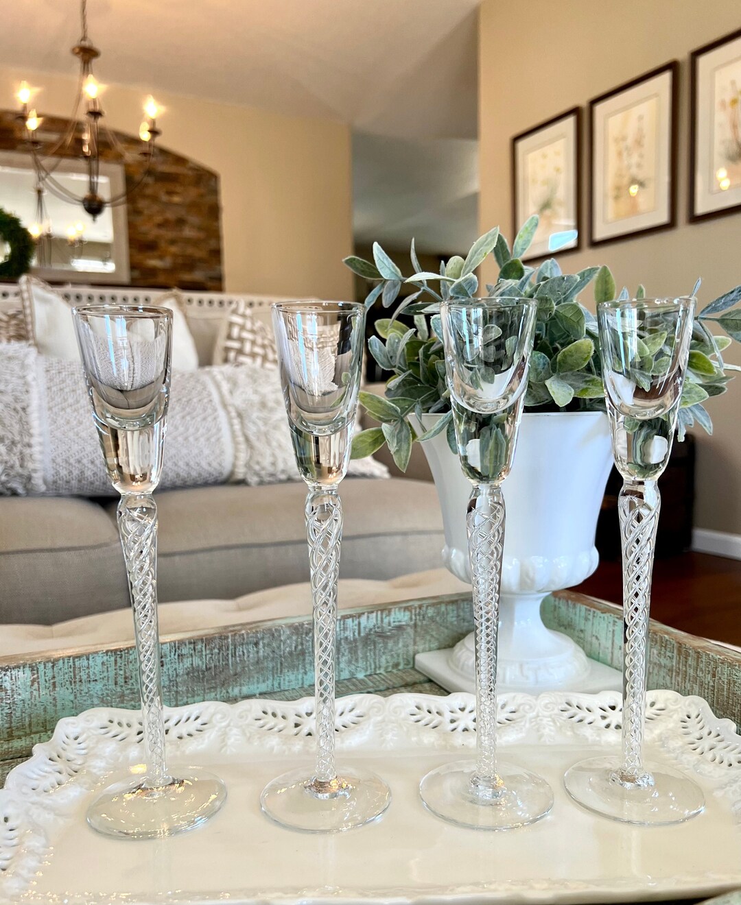 Set of 4 Absolutely Stunning Air Twist Cordial / Liqueur Glasses Air ...