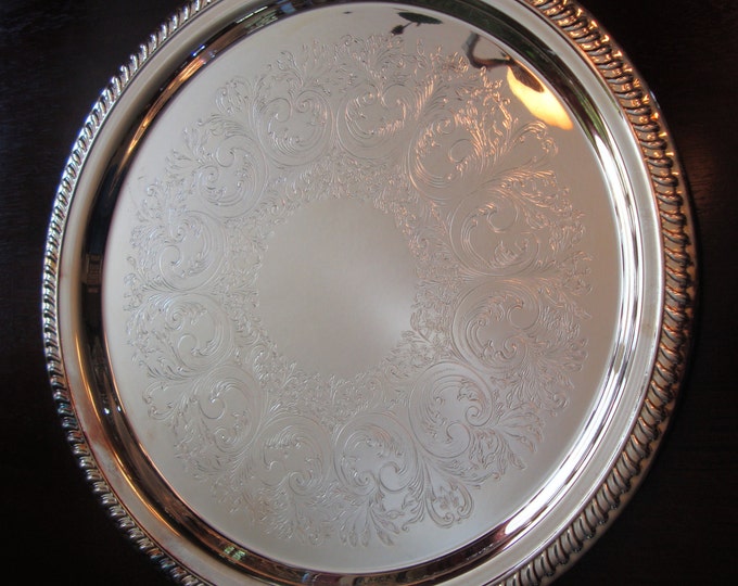 Stunning Sheridan Silver Plate Silverplate Ornate Scroll Work Tray 14 ...