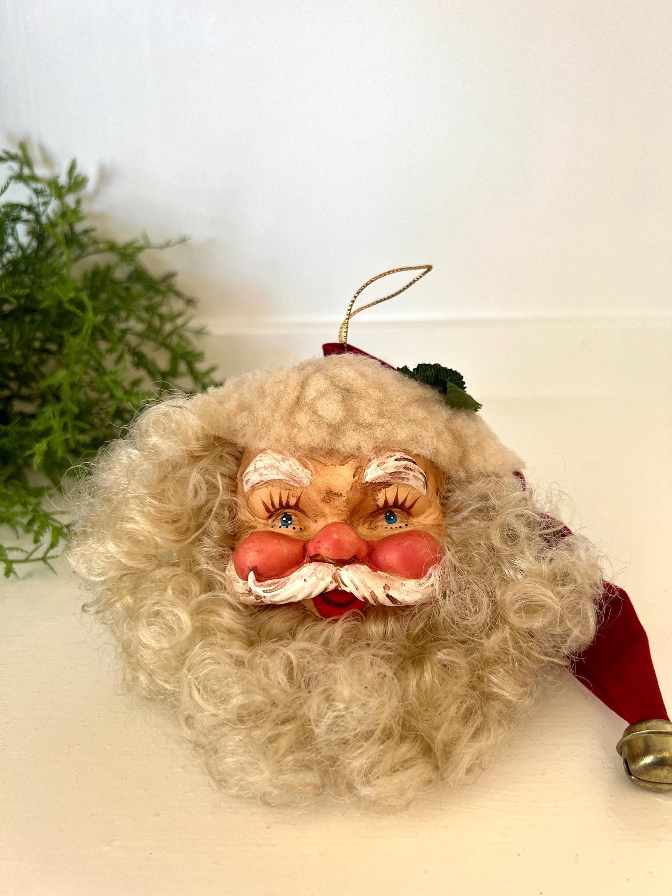 Blow Mold Plastic Santa Head Christmas Holiday Ornament - Santa Face ...