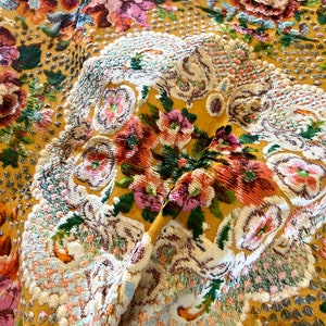 Vintage Italian Colorful Cherub and Floral Chenille / Crushed Velvet ...