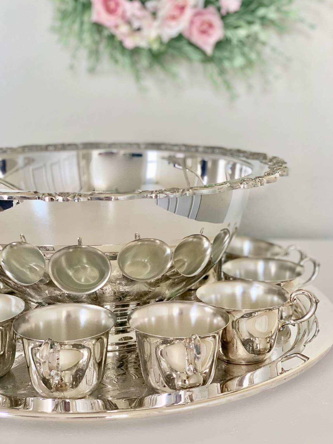 15 Piece Oneida Silver Du Maurier Silverplated Punch Bowl Set | Etsy