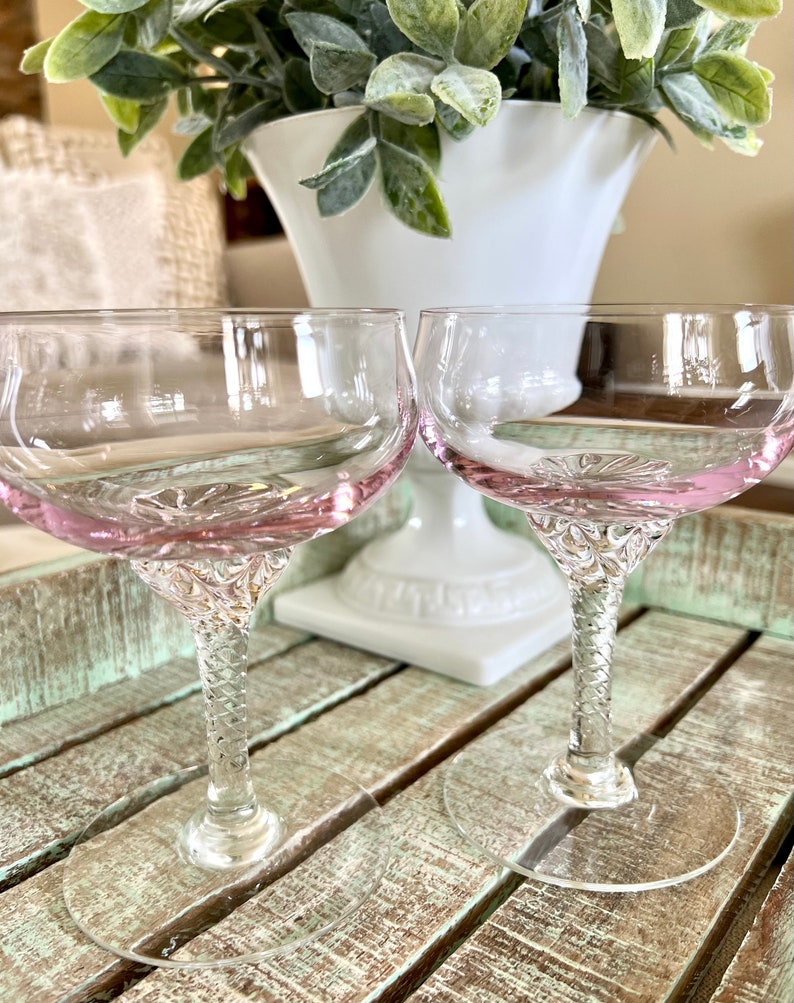 Sasaki Crystal Champagne / Tall Sherbet Set of Four Pink - Etsy