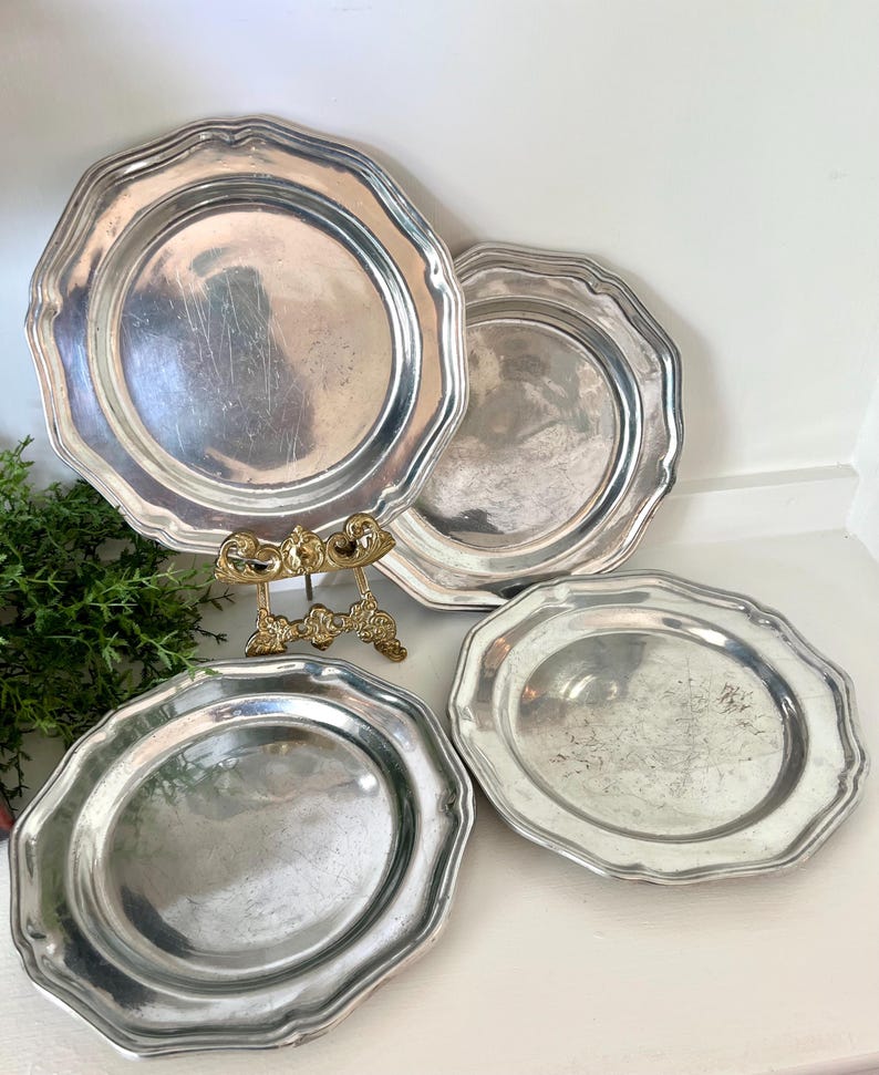 Wilton Armetale Columbia RWP Four Pewter 9" Salad Plates Queen Anne ...