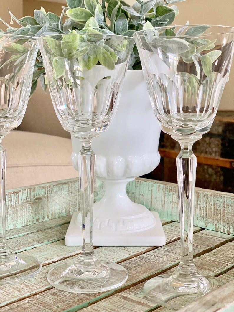 Set Of Four Mikasa Crystal Wine Glasses In The Ashley Pattern Etsy